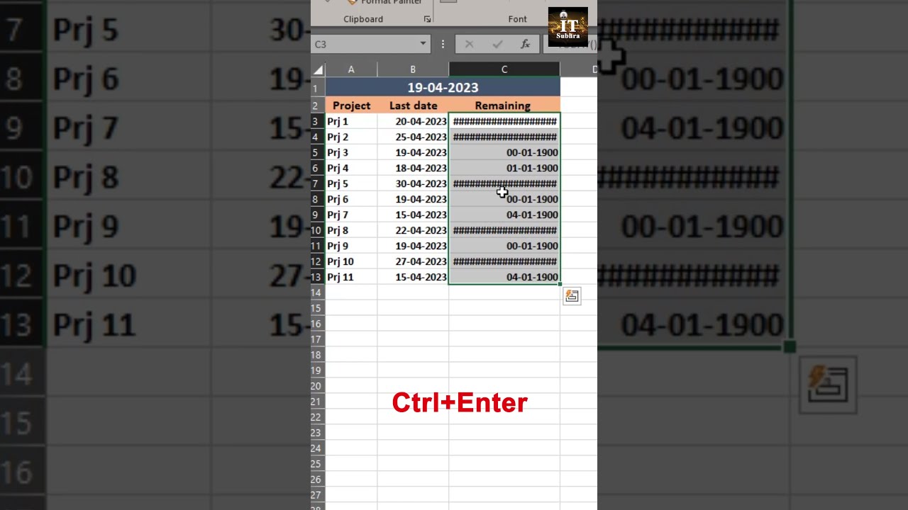 How To Calculate Remaining Days In MS Excel shorts YouTube How To Calculate Remaining Days In MS Excel shorts YouTube