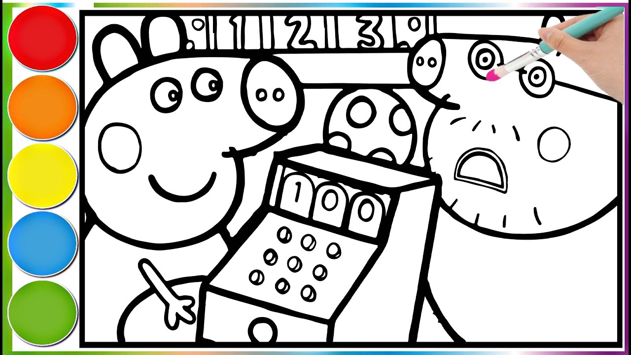 Peppa Pig learns how to write and do math || Learn to draw and color a ...