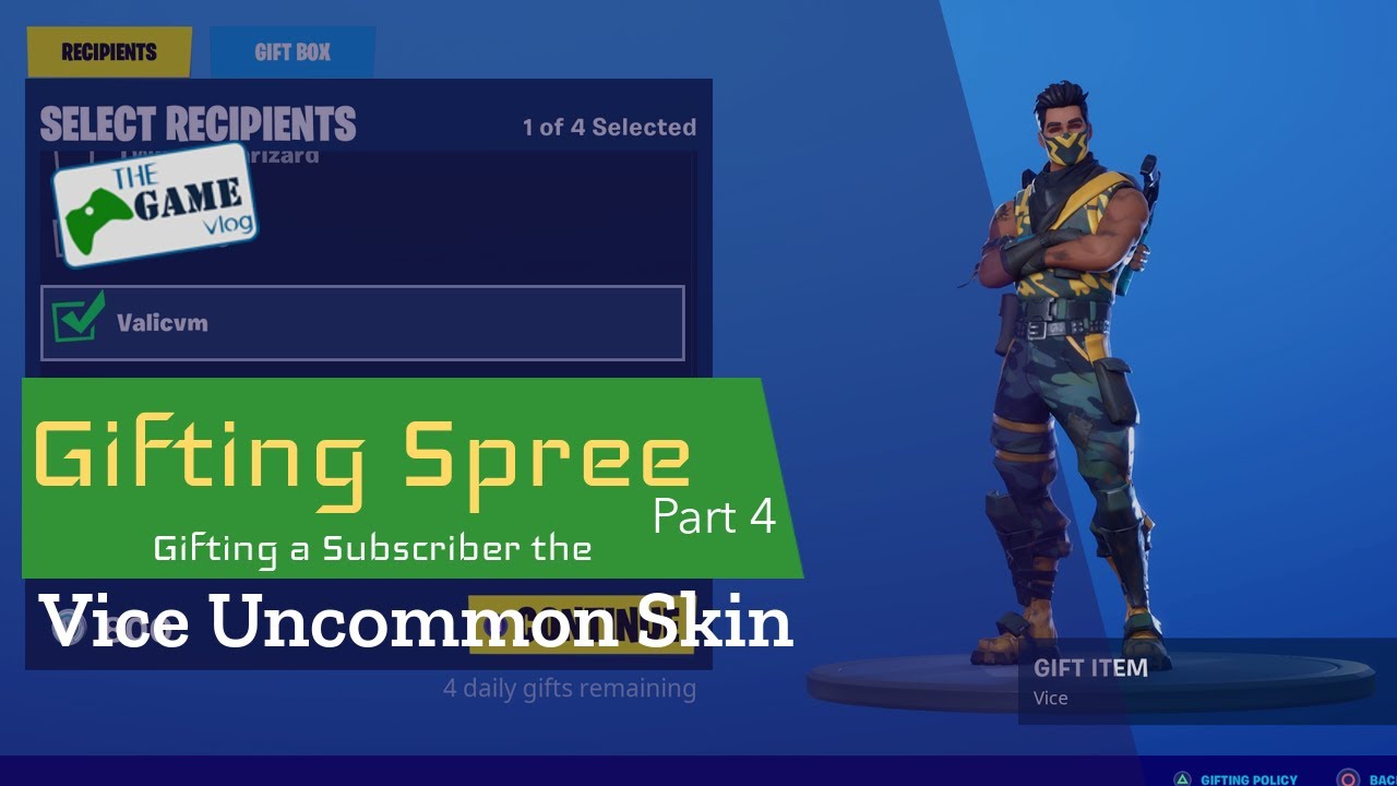 Fortnite Gifting Spree Part 4 | Gifting Subscriber the Vice Skin | Free ...