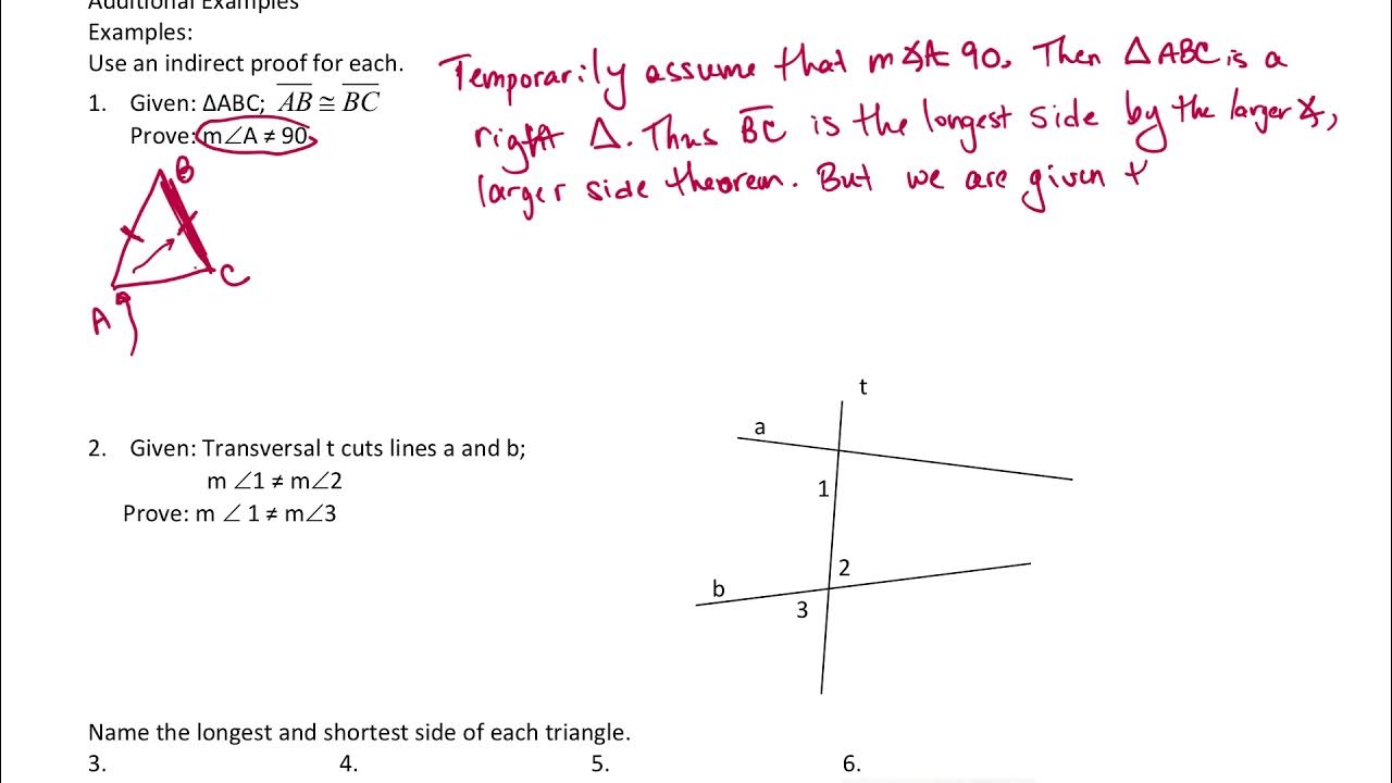 Geometry Indirect Proofs & Triangle Side Relationship & Inequality ...
