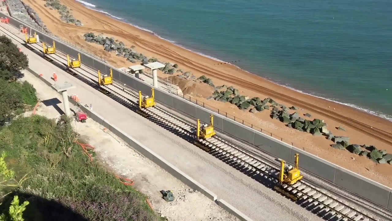 Dover Sea Wall track laying. - YouTube