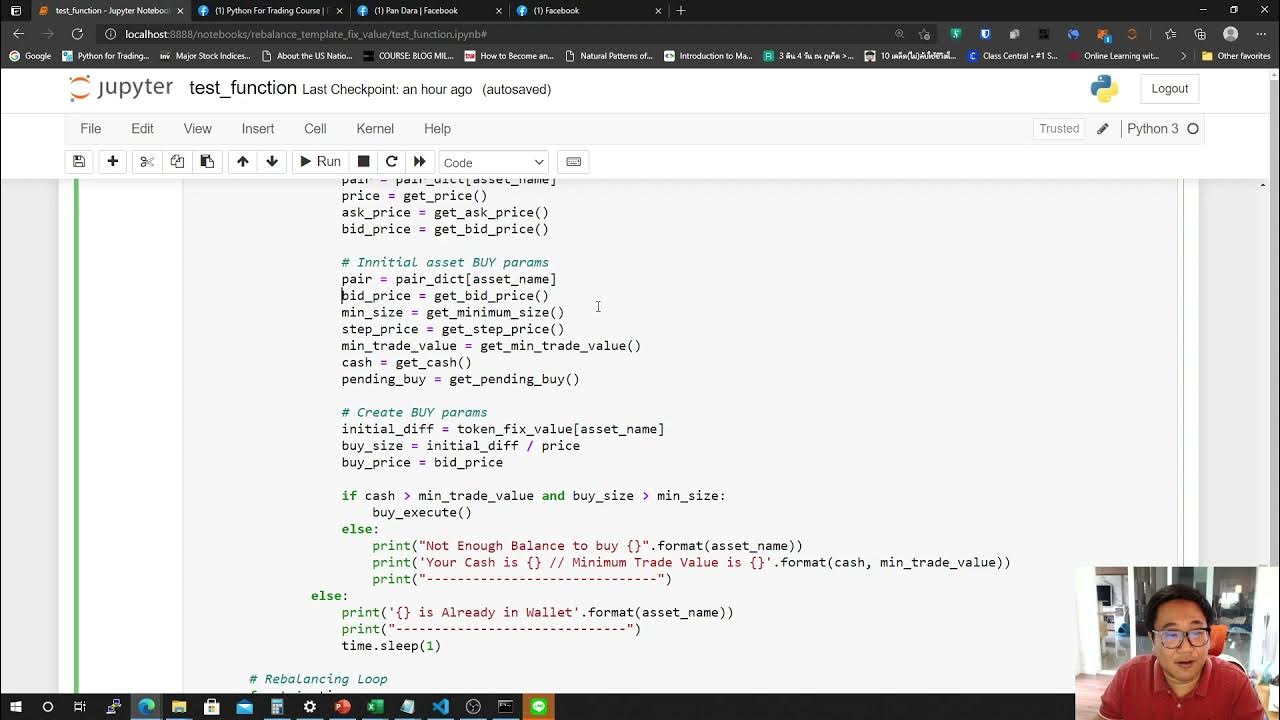 Python for trading - Rebalance Bot Fix Value : Code Explained Part.9 (Main Loop - Initial Loop ...