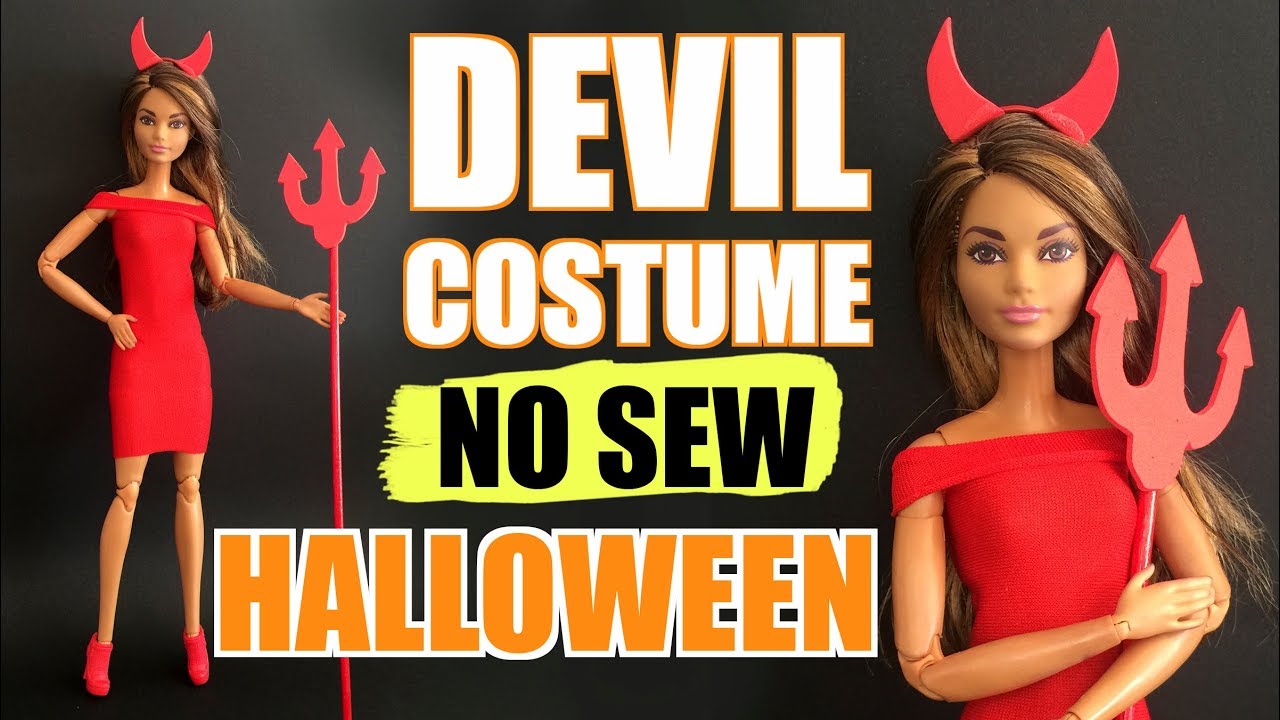 How to make Devil Halloween Costume. Without Sewing. Clothes for Barbie ...