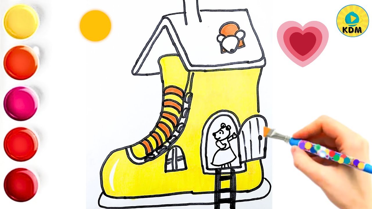 MOUSE SHOE HOUSE EASY DRAWING FOR KIDS| HOW TO DRAW |STEP BY STEP ...