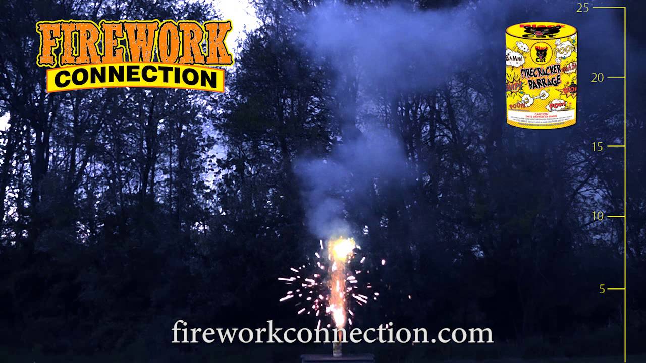 Firecracker Barrage Fountain Firework Black Cat - YouTube