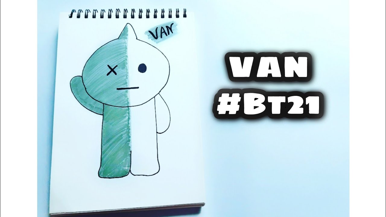 Let's draw #bt21 character VAN with me #bts #easydrawing #dishoo # ...