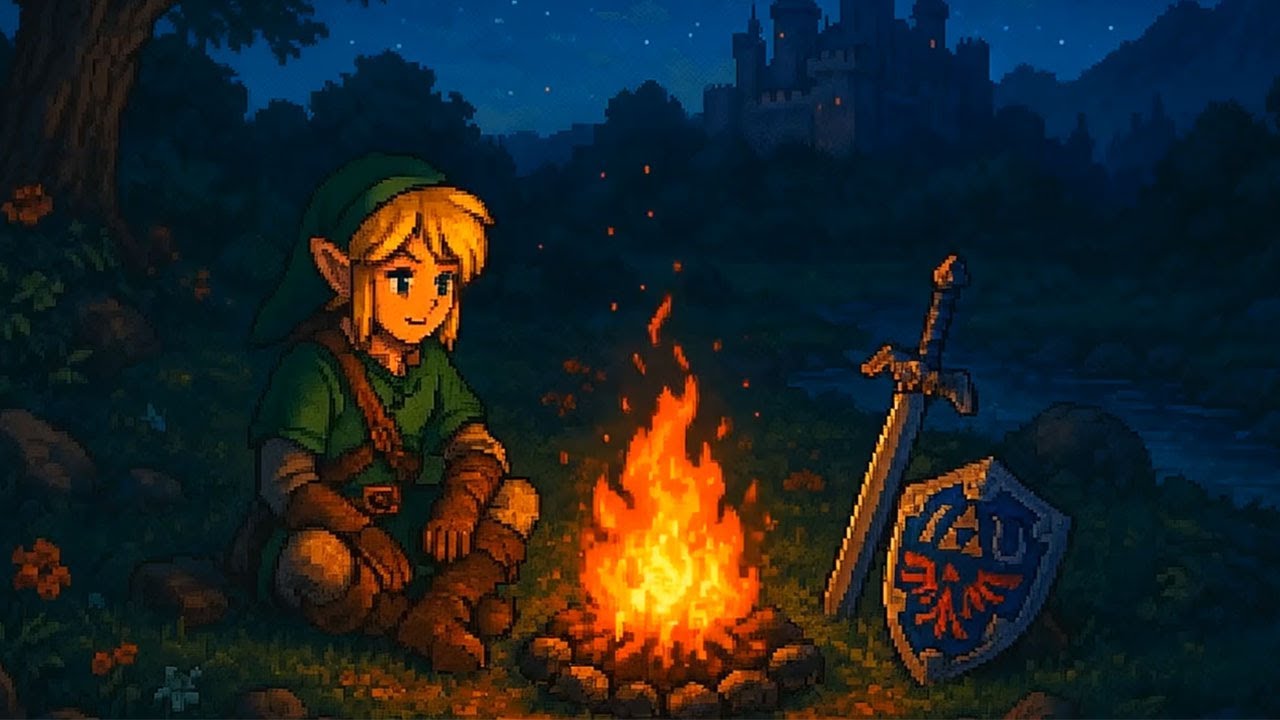 Link by the Campfire 🔥 | 4 Hours of Cozy Retro Zelda Pixel Ambience ...