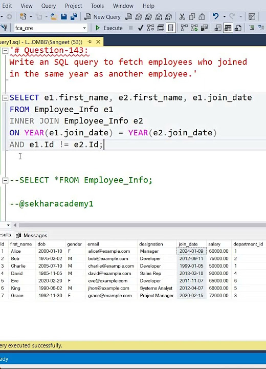 Sql Interview Question 143 Sql Mysql Coding Sqljoins Shorts Viralvideo Sekharacademy1 6606
