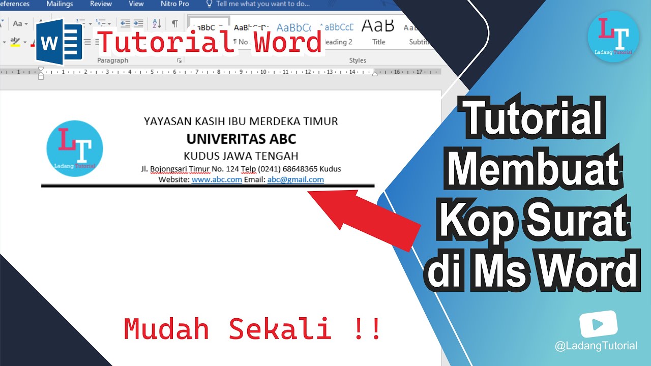 Cara Membuat Kop Surat di Microsoft Word Dengan Mudah - YouTube
