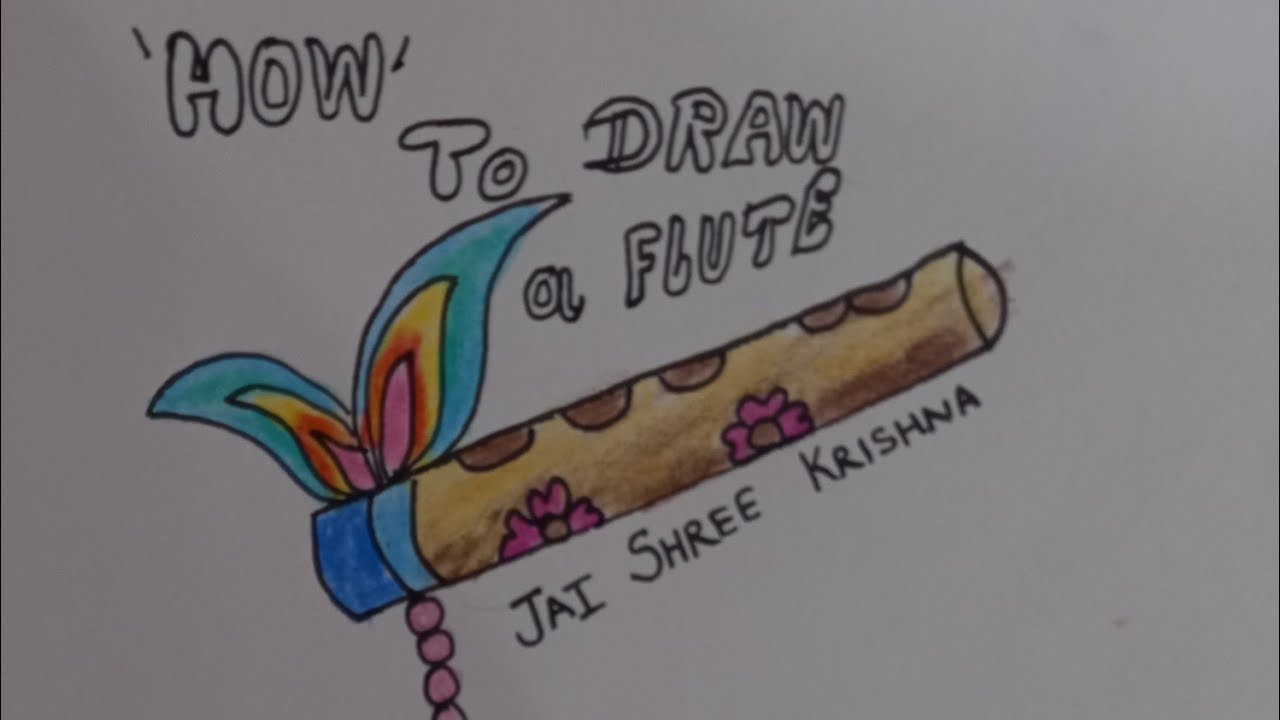 Flute drawing //step by step drawing//easy drawing how to draw a flute ...
