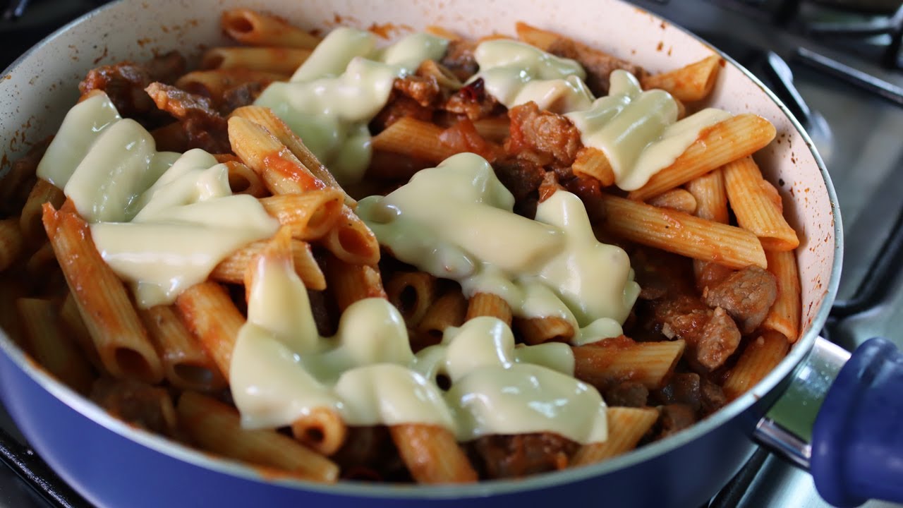 Pasta con carne de res 🍝🧀🥩 - YouTube