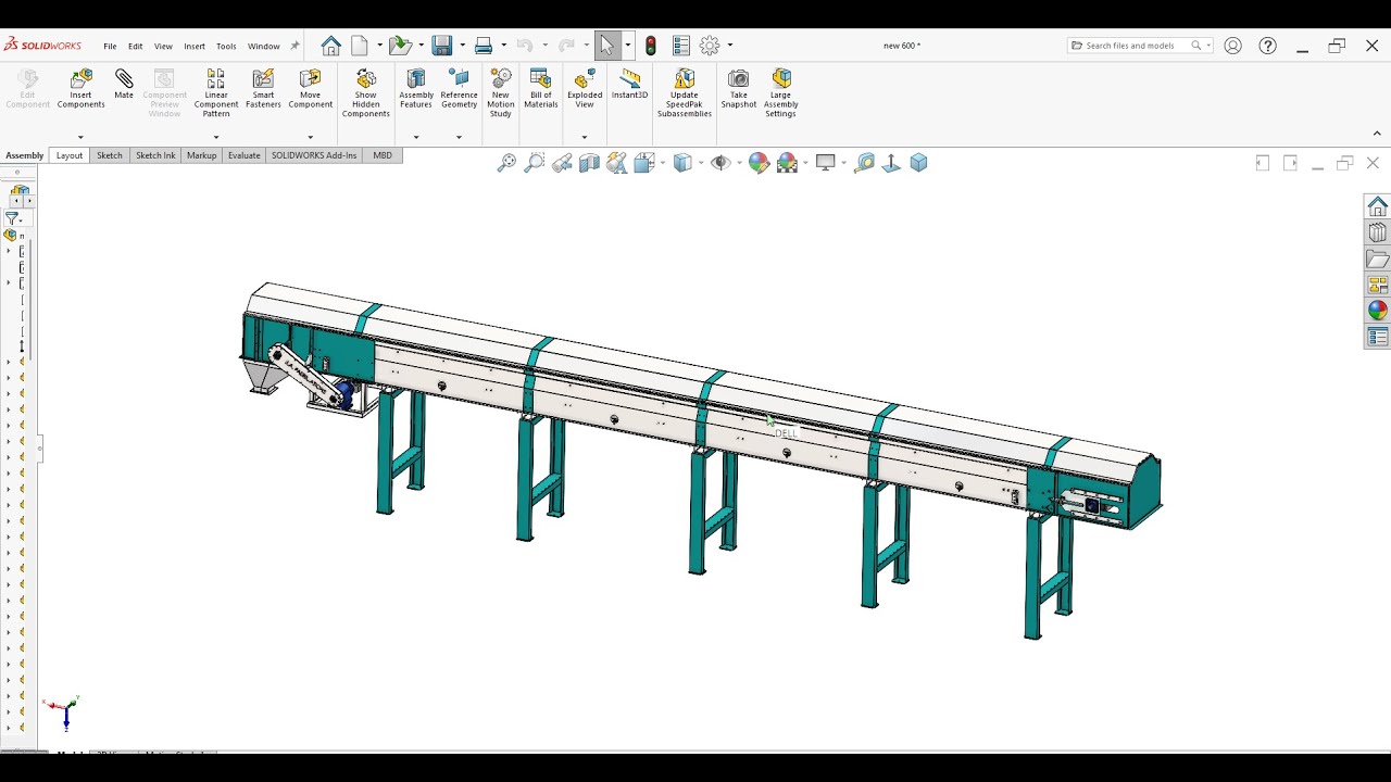 Solidworks Design Belt Conveyor in Solid works Sheet Metal - YouTube