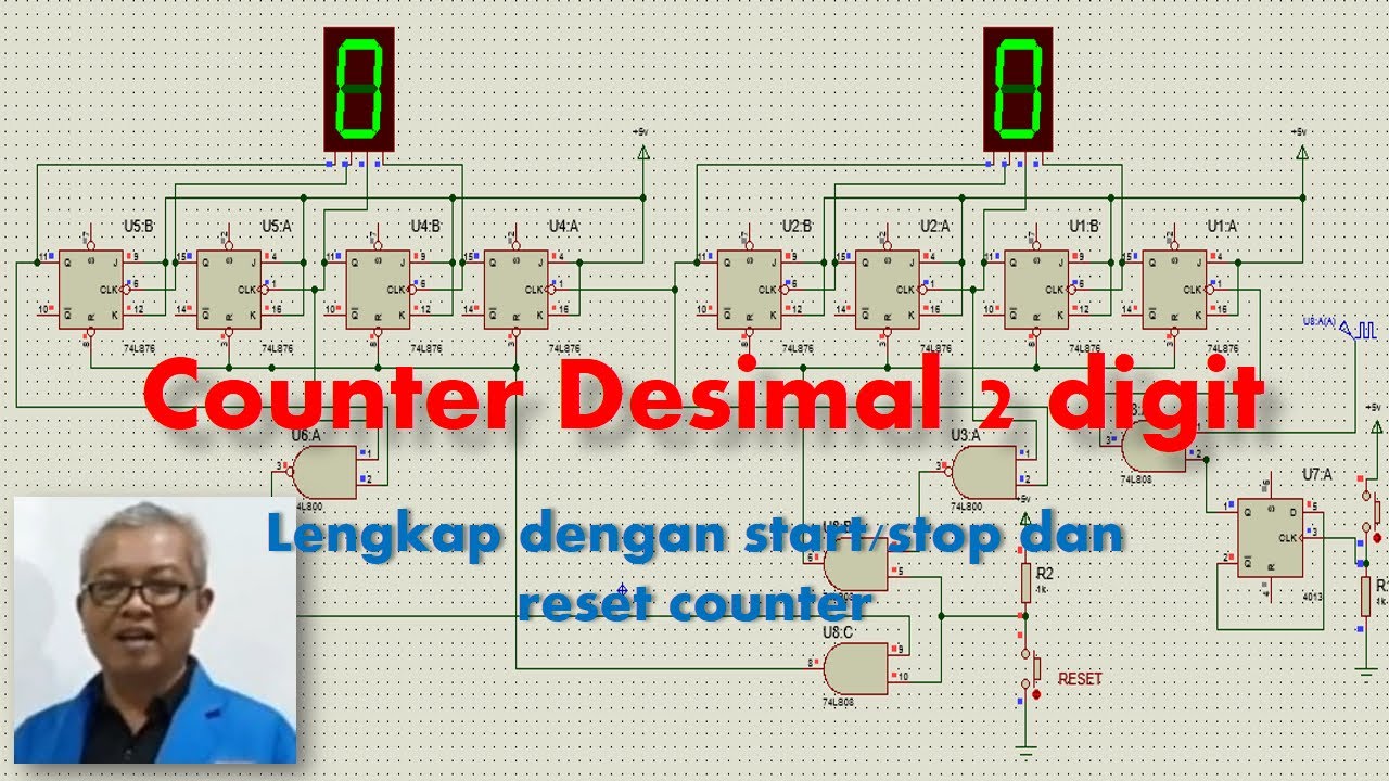 Counter desimal 2 digit menggunakan Proteus - YouTube