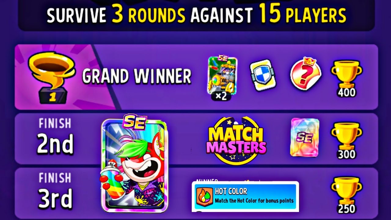 hot color match rumble 15 players 3 round grand winners with se foxy ...