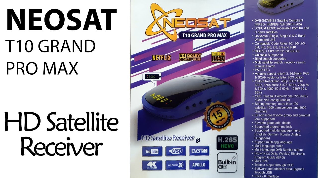 Neosat T10 Grand Pro Max HD Satellite Receiver | Forever Server - YouTube