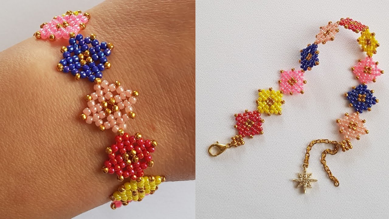 Colorful seed beads bracelet/Easy seed beads bracelet making at home ...