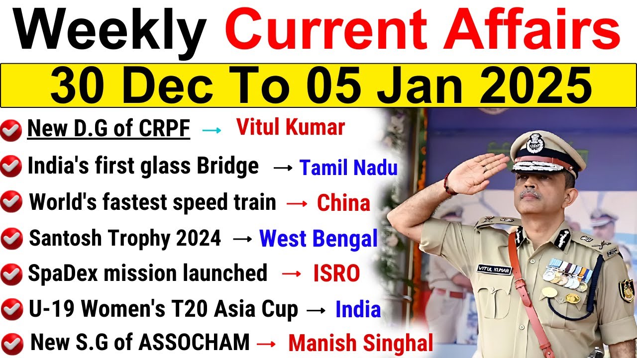 January 2025 Weekly Current Affairs | 30 December to 5 January 2025 ...