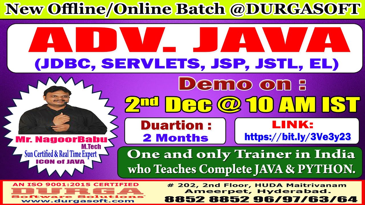 ADV. JAVA Offline/Online Training @ DURGASOFT - YouTube