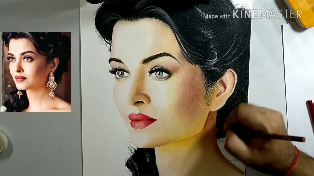 How to draw a face using pencil colours - YouTube