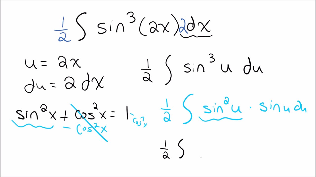Integral Of Sin 3 2x Using Multiple Substitutions YouTube