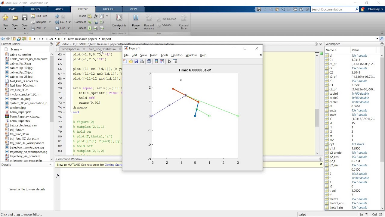 2R Planar Serial Chain Manipulator actuated using 3 Cables using ...