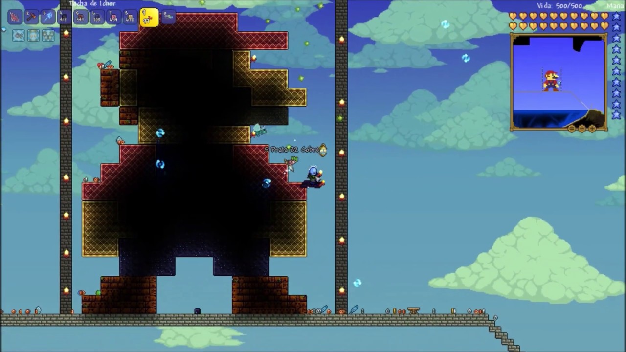 Terraria - Criando Mario 8 Bits com blocos coloridos. TOP!!! - YouTube