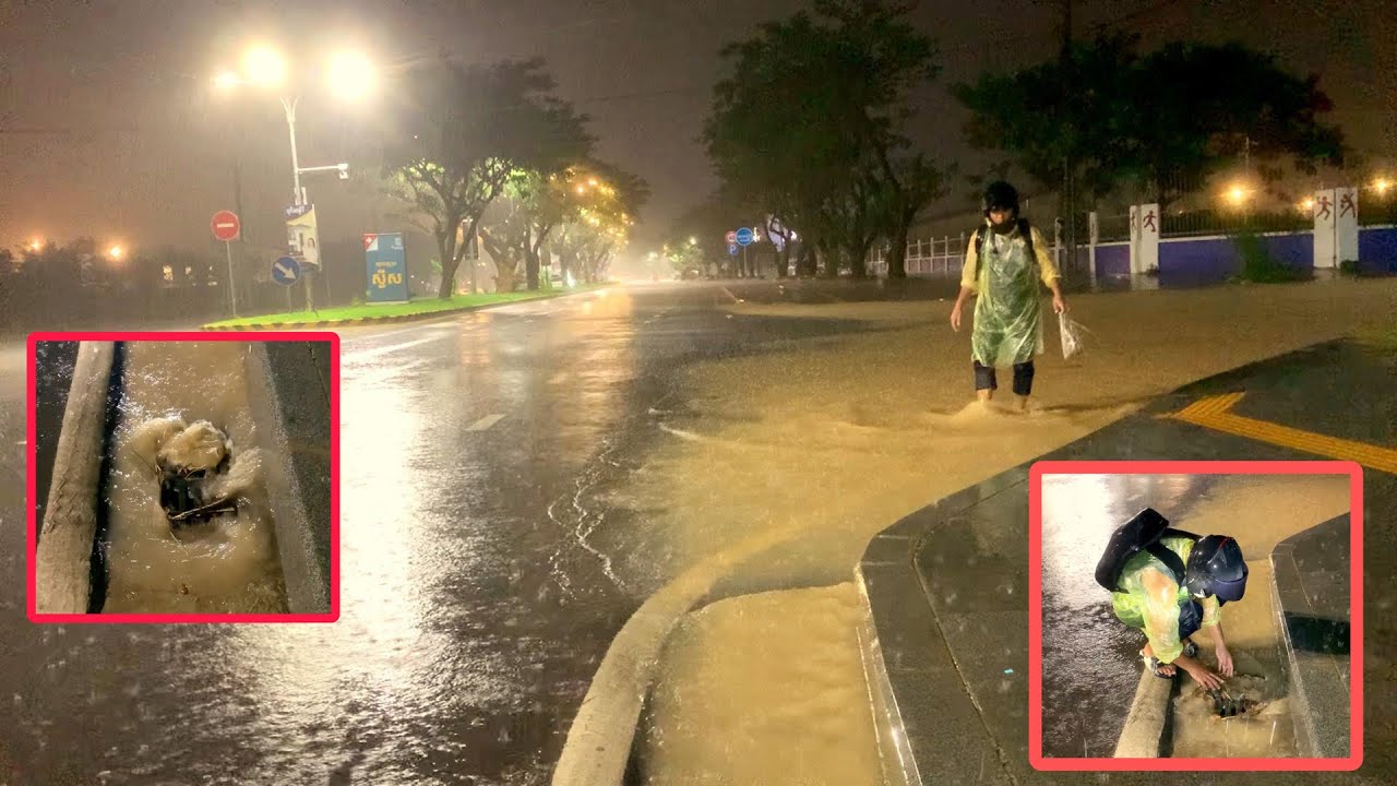 Amazing unclog drains in 4 minutes to rescue road from flood-Clean ...