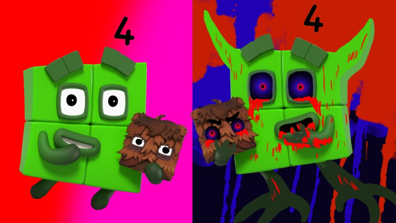 Numberblocks - Split Numbers Make Number 4 as HORROR VERSION - YouTube