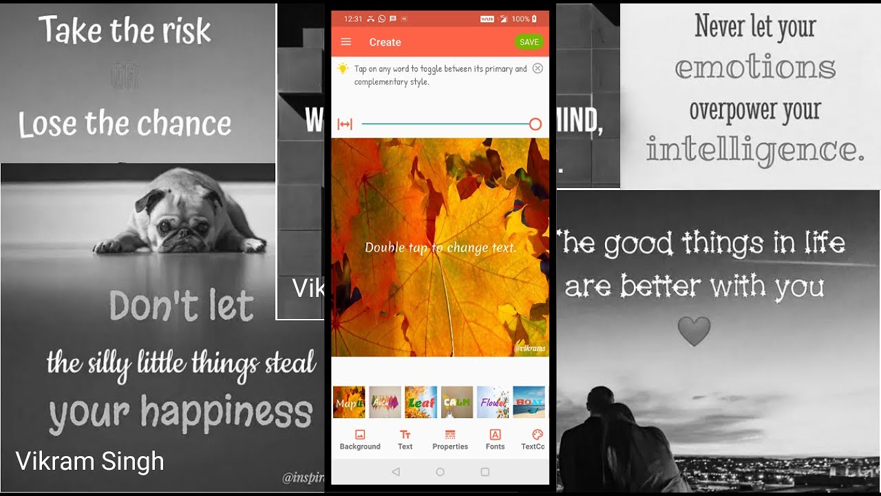 How to create beautiful quotes - Quotes Creator app - YouTube