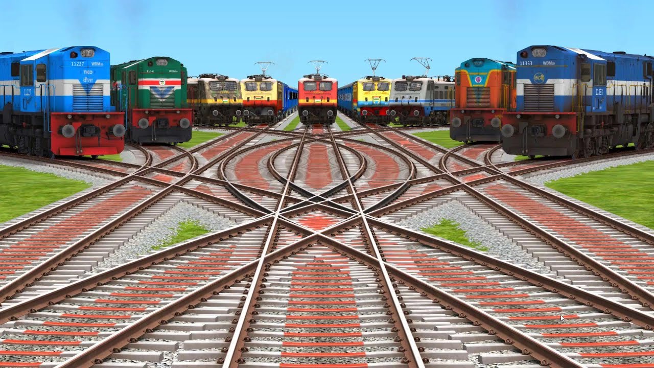All Express Crossing High Speed At Diamond Railroad Tracks | railways ...