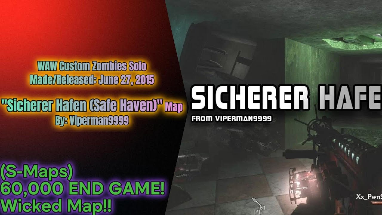 WAW Custom Zombies Solo "Safe Haven" Map Completed - YouTube