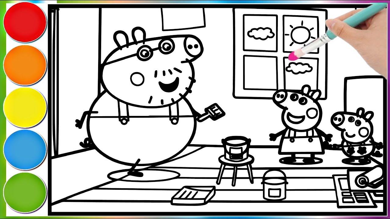 Peppa Pig and her brother are painting the house with Dad || Peppa Pig ...