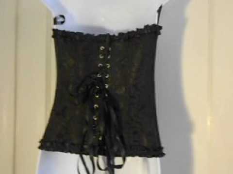 Senchanting Women's Satin Lace up Overbust Corset Bustier Plus Size + G-string