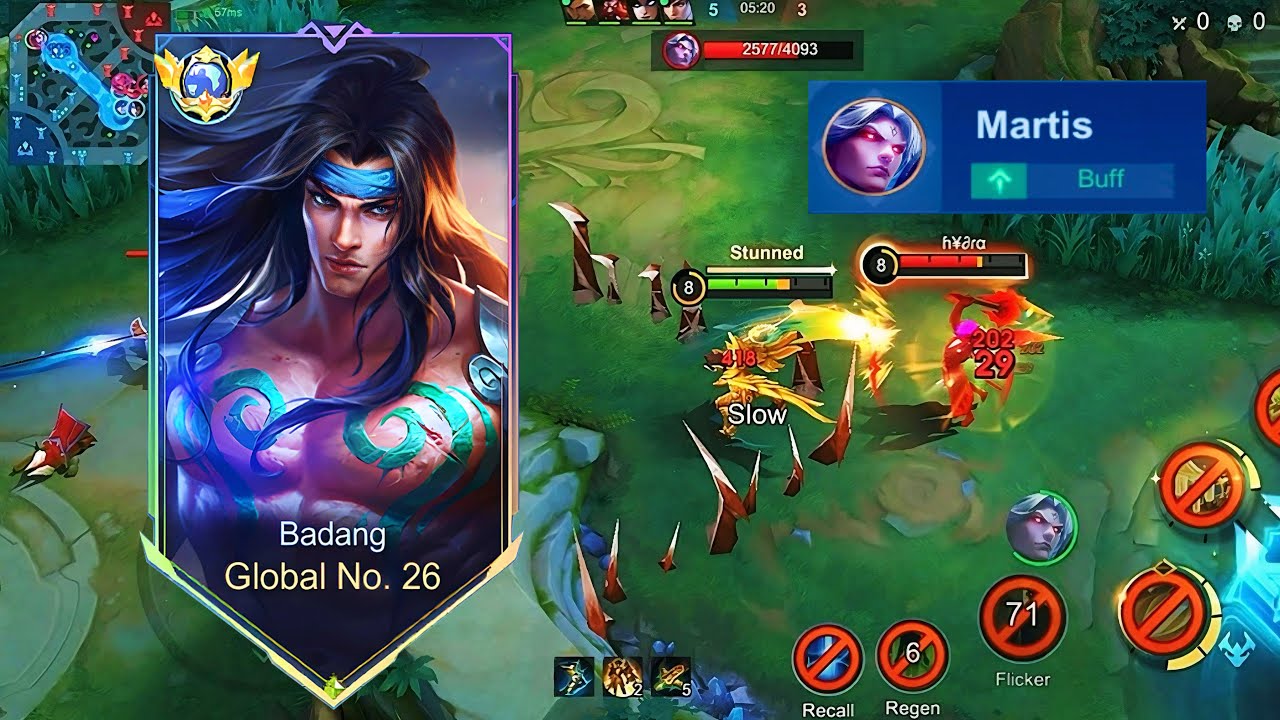Badang vs buffed martis exp lane solo rank 💪| badang best build and ...