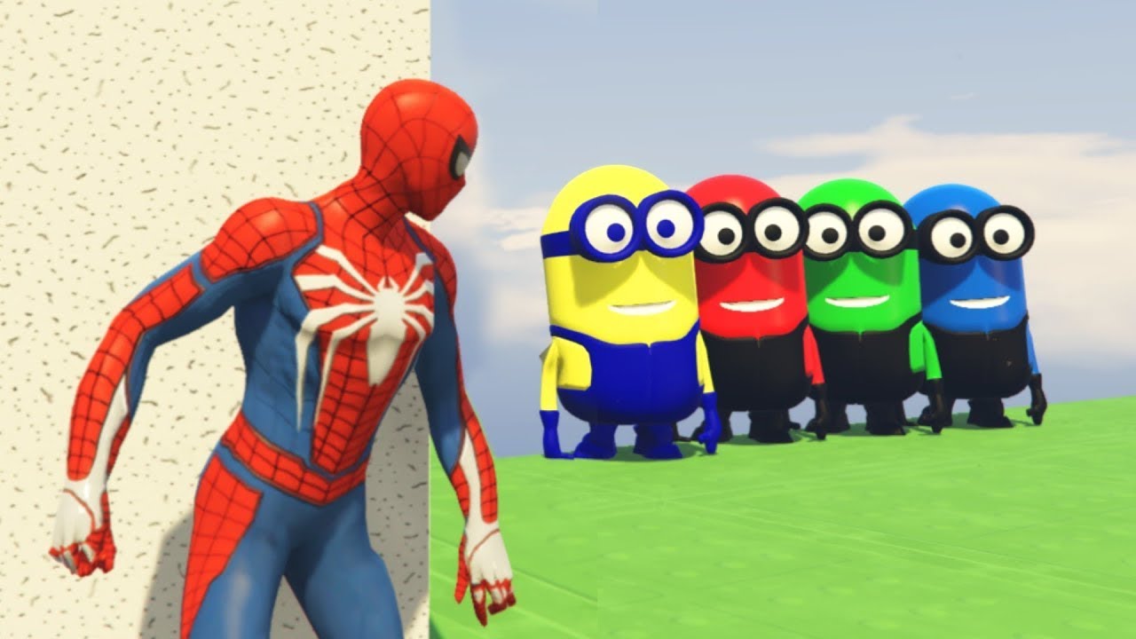 GTA 5 Epic Ragdolls | Spider-Man Hitting Minions and Hulk with Gun ...