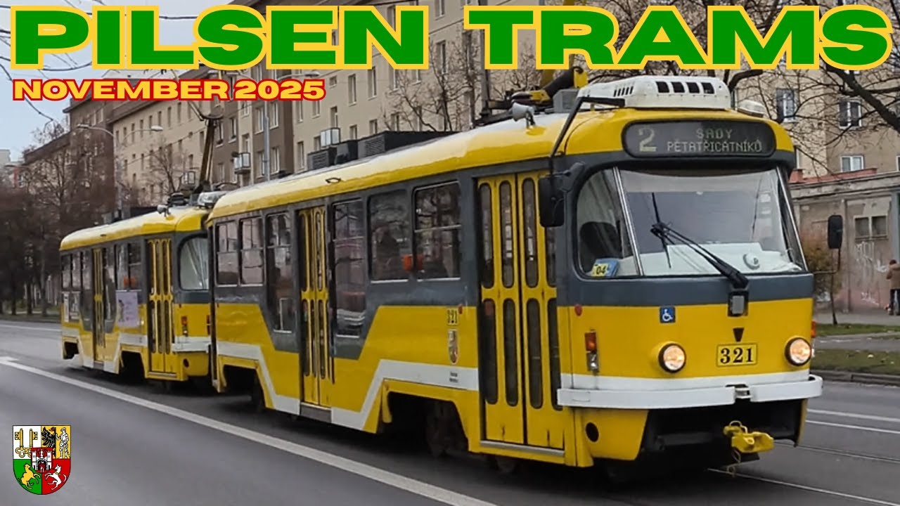 Beautiful yellow PILSEN TRAMS 🚊 in November 2025 - 4K - YouTube