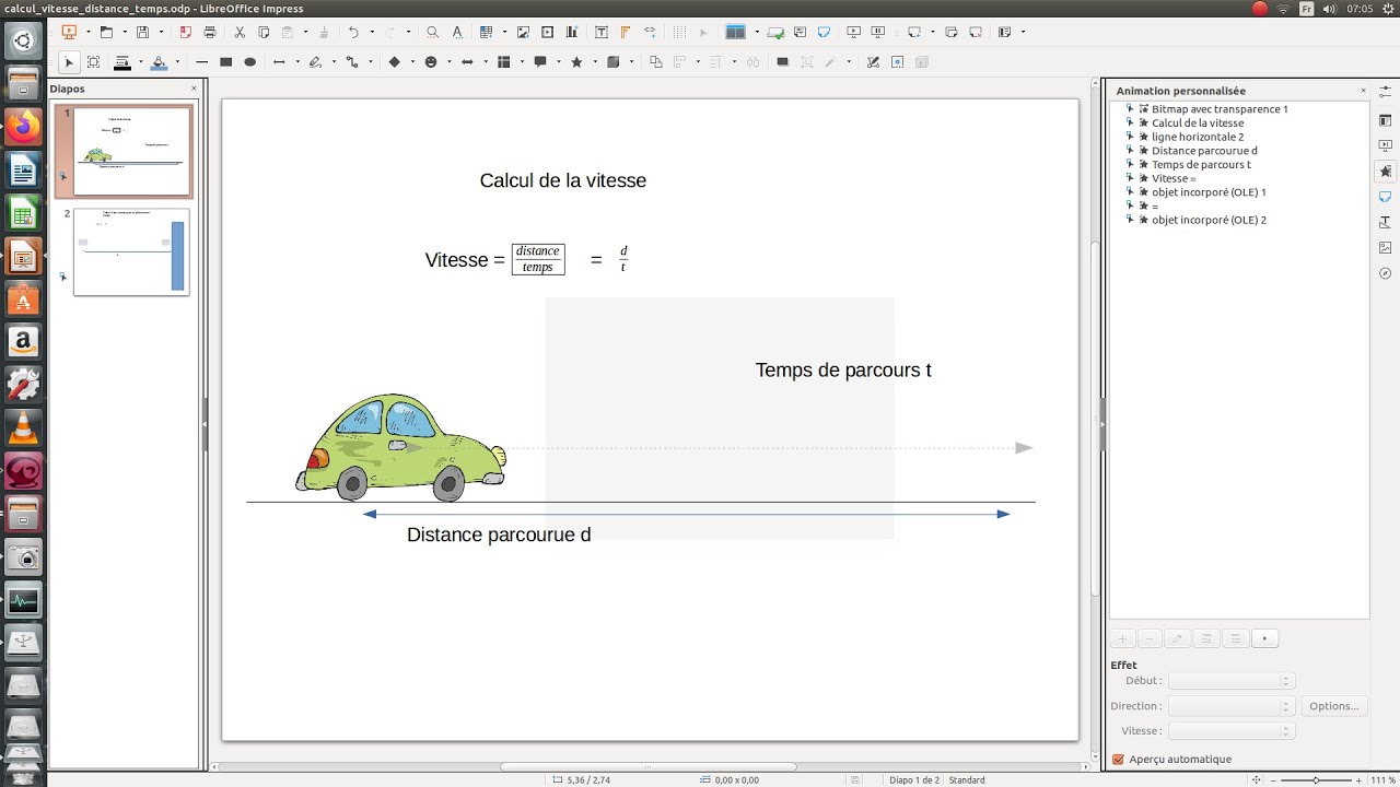 Cours de physique sur le calcul des vitesses, distances, durée pour ...