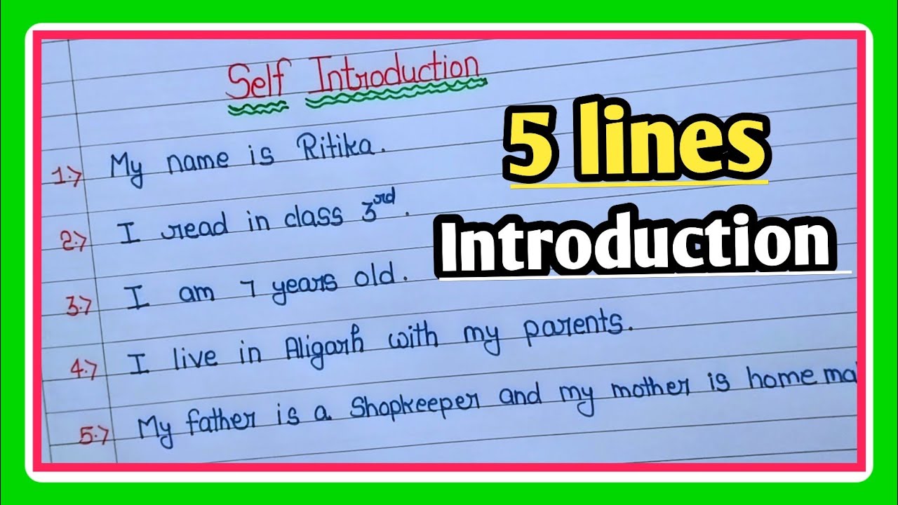 5 lines self introduction in english| introduction in english|Simple ...