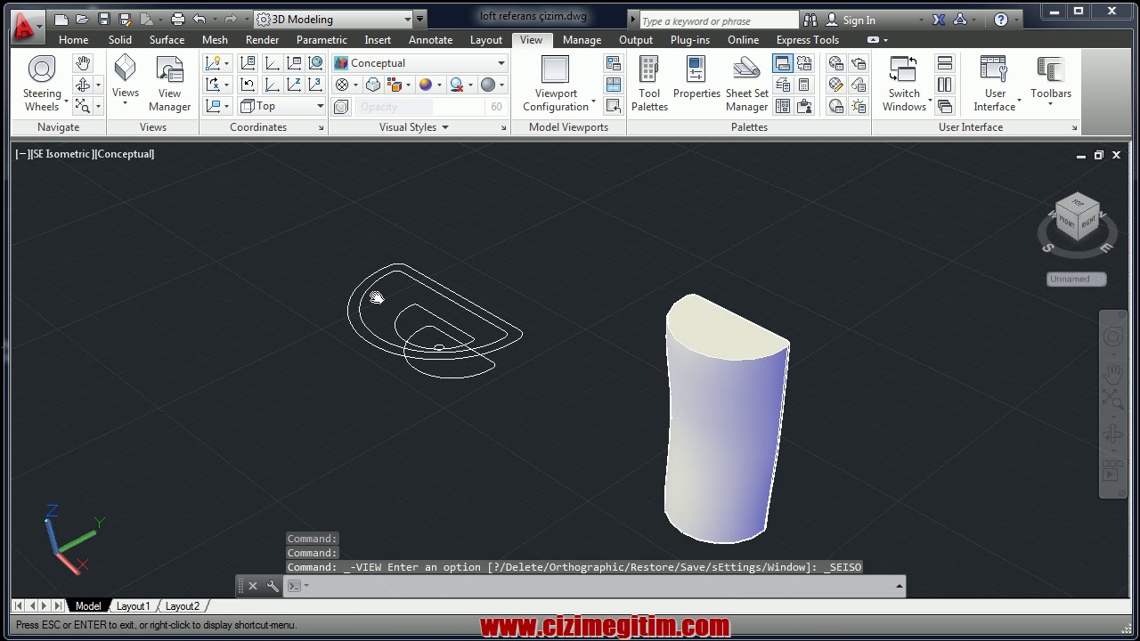 AutoCAD loft komutu - YouTube