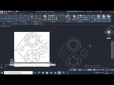 Autocad uygulamaları 4 (Polar Array, Fillet, Dimstyle, Line, Circle ,Trim ) - YouTube