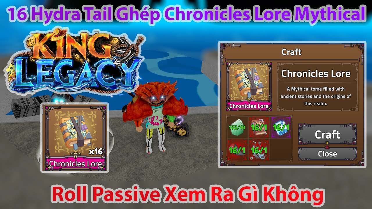Roblox - Dùng 16 Hydra Tail Ghép Chronicles Lore Mythical Roll Passive ...