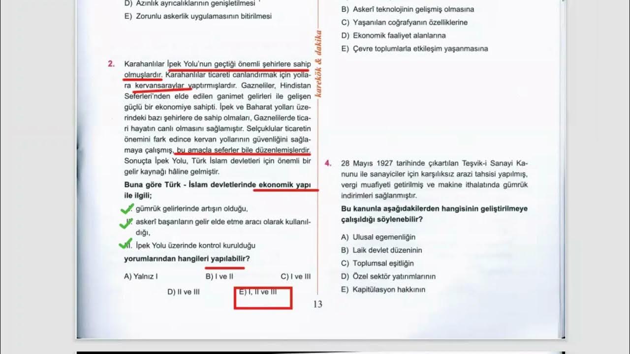 İz EĞİtİm Kurumlari KarekÖk Tyt Deneme Sinavi Tarİh Dersİ Sorularinin