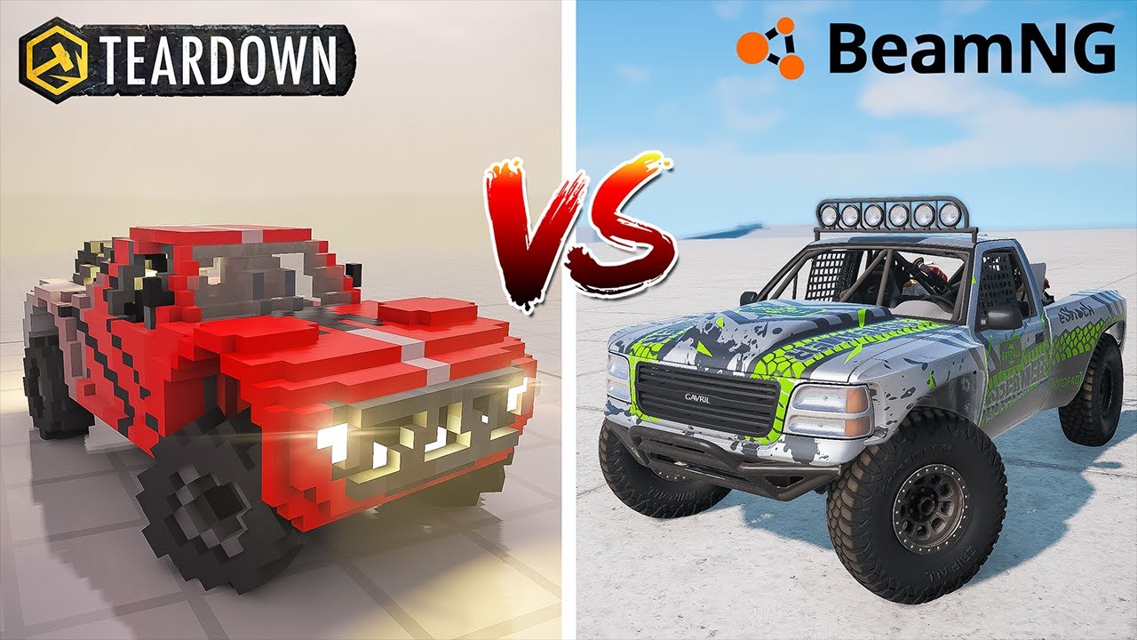 Teardown TROPHY Truck vs BeamNG Drive PreRunner Truck - YouTube