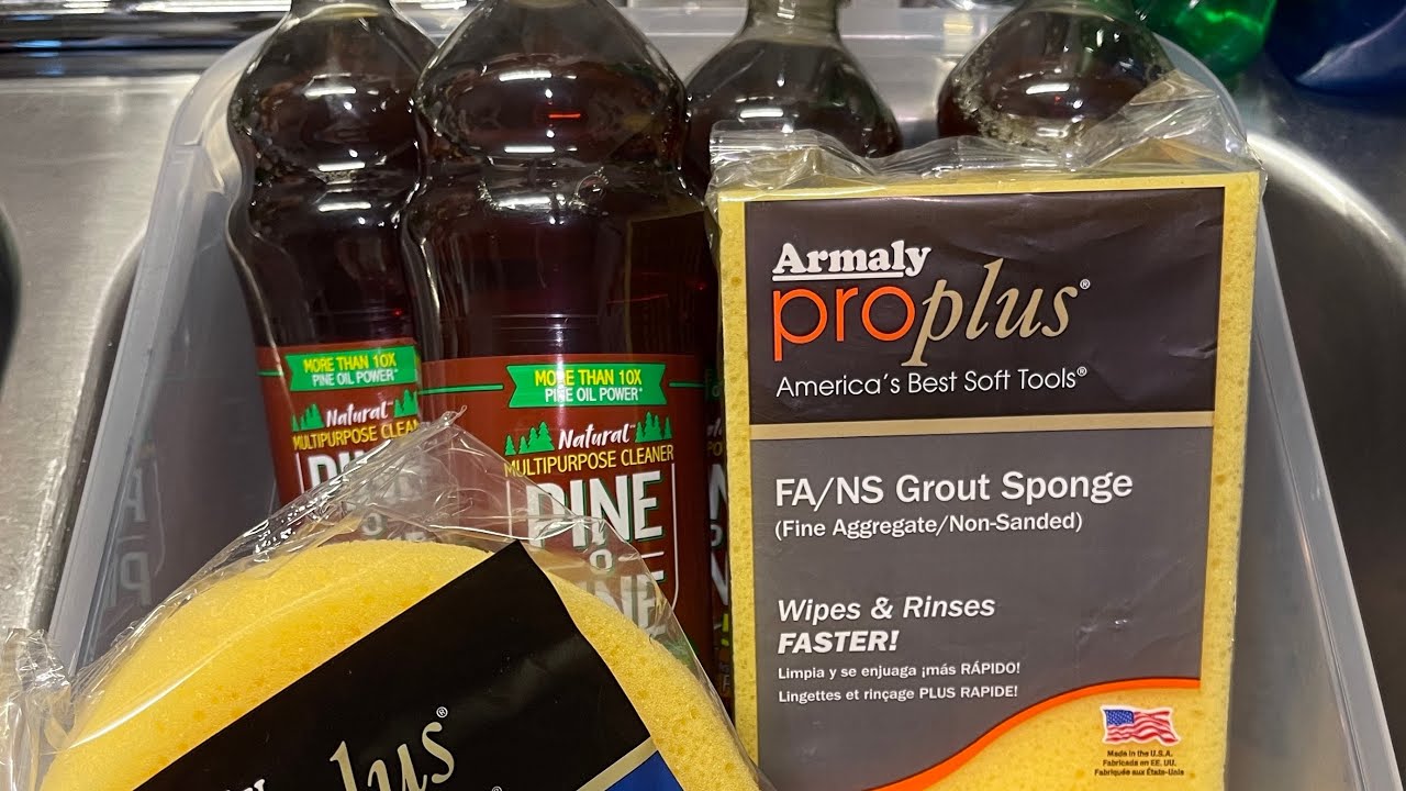 Breaking in 4 New Grout Sponges with 6 Fresh Bottles of Pine O Pine ...