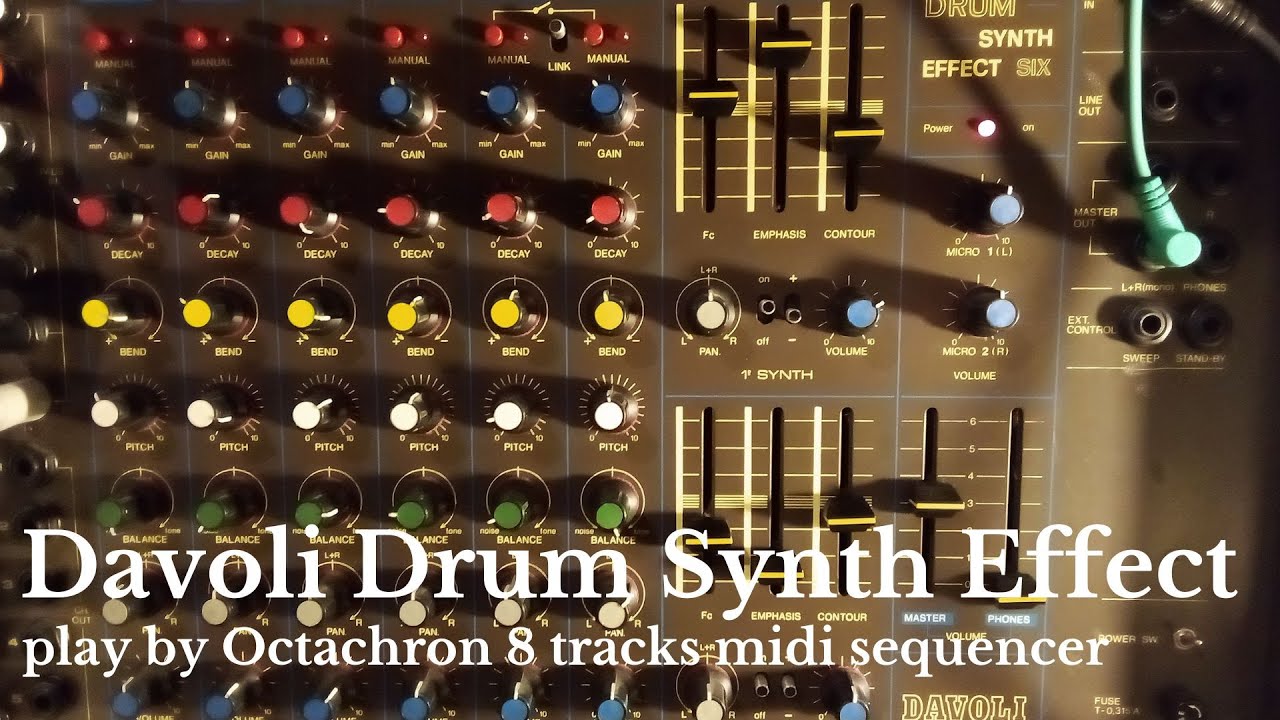 Davoli Drum Synth Effect control by Octachron midi drum sequencer - YouTube