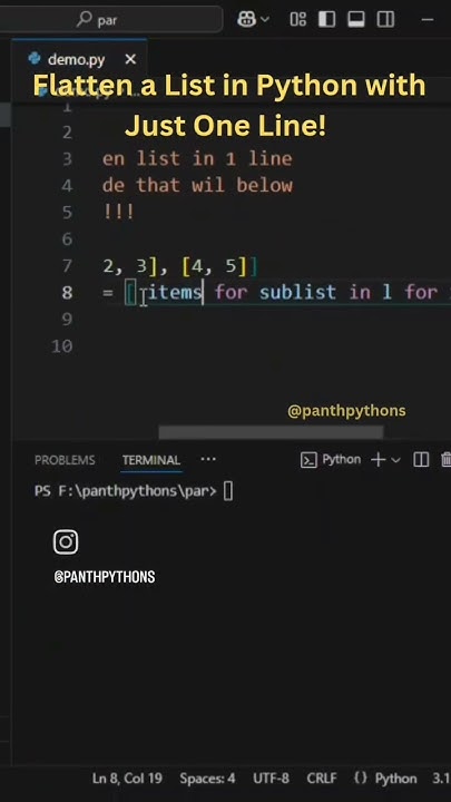flat a list in python with single line code #programming #coding #python #learnpython # ...