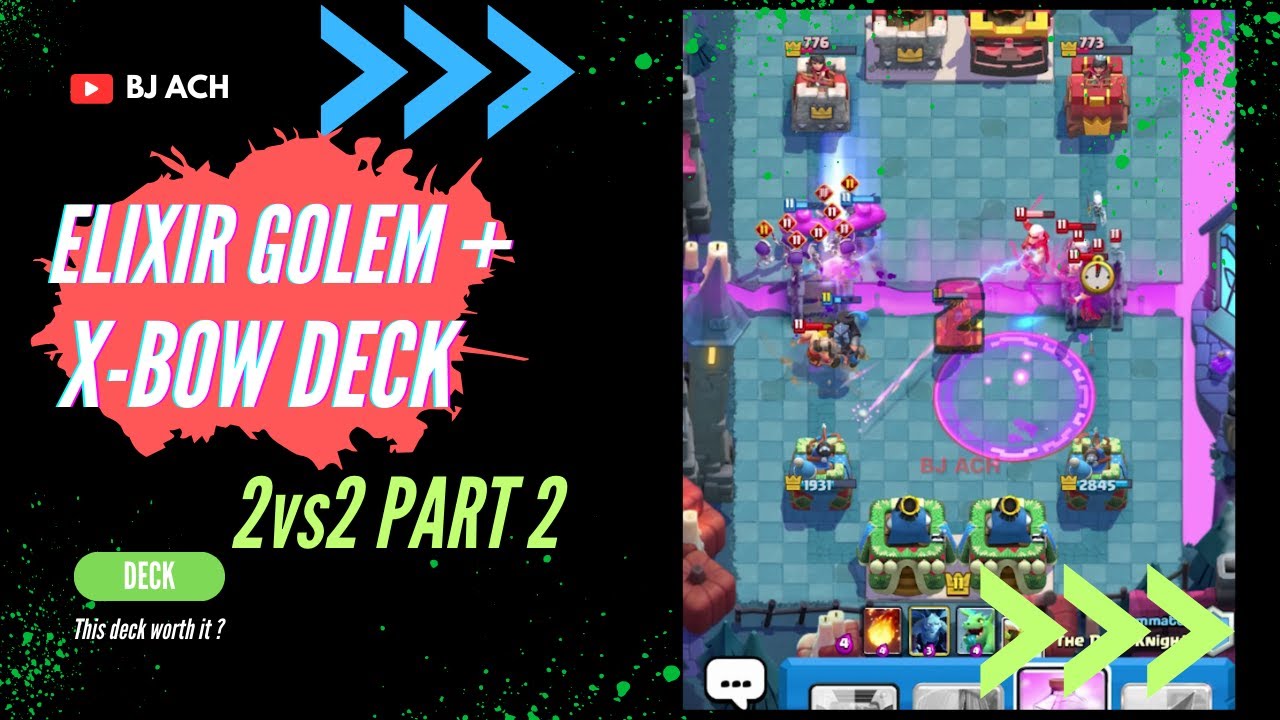 X-Bow + Mirror + Elixir Golem Deck | 2vs2 Clash Royale - YouTube