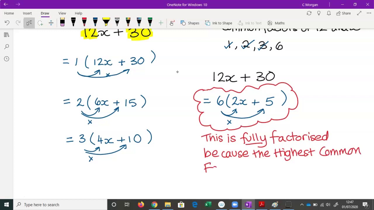 Y7 Factorising Algebraic Expressions - YouTube