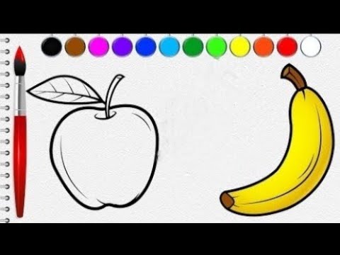 Drawing of Apple 🍎 and banana 🍌 || How to draw ️ fruits || fruits ...