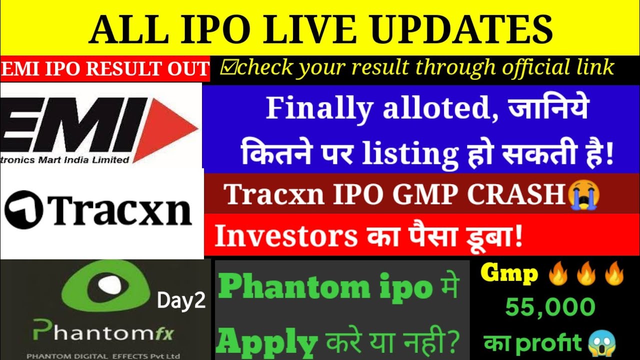 EMI IPO RESULT OUT 🔴कितने पर LISTING होगी 🔴TRACXN IPO GMP CRASH 🔴 ...
